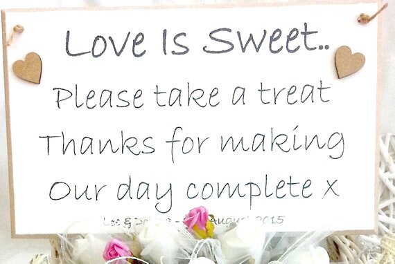 Sweet Cart Wedding Sign Love is Sweet please take a treat | Etsy