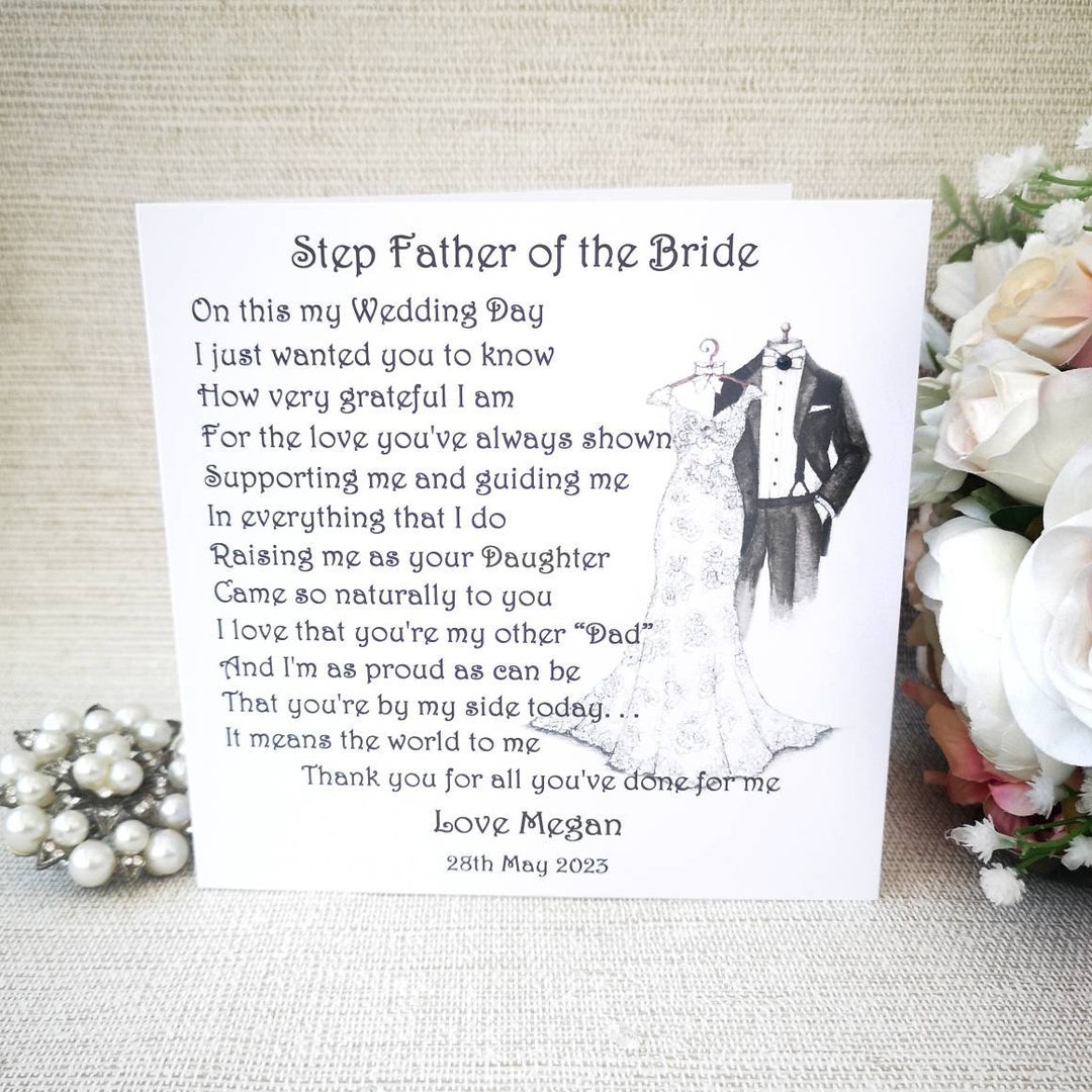 Step-father of the Bride Wedding Day Card, Personalised, Stepdad ...