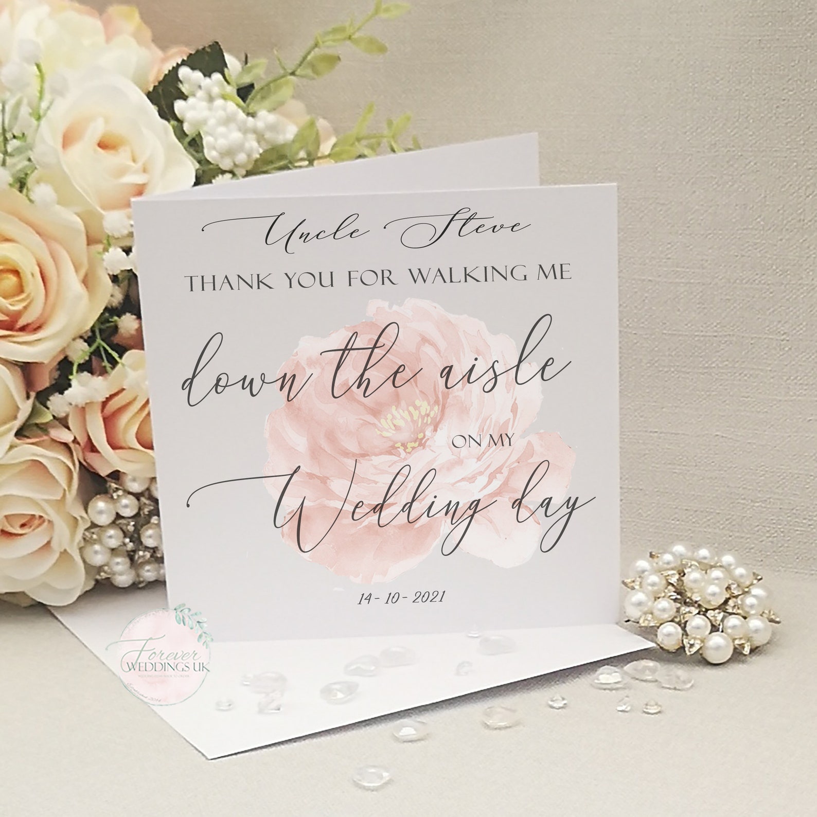 Thank You for Walking by My Side Card Personalised Floral - Etsy UK