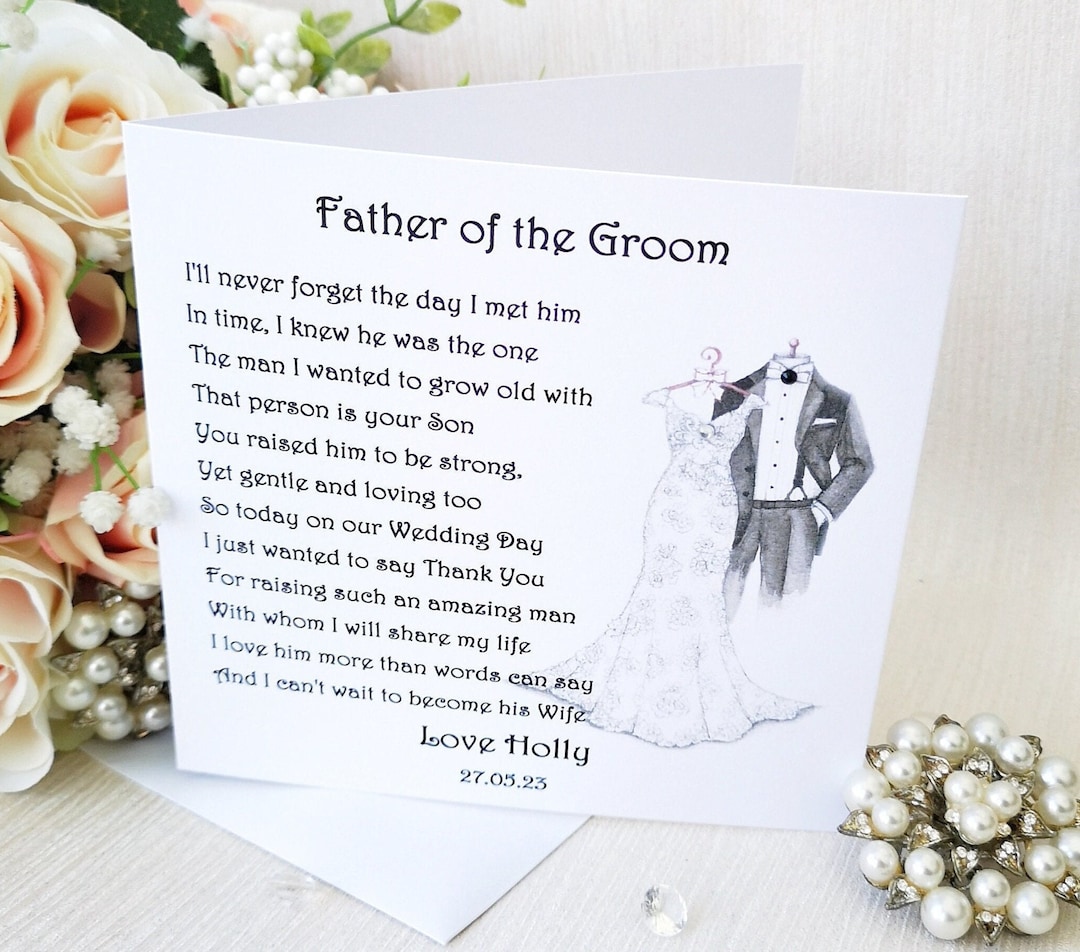 Father of the Groom Wedding Day Card, Personalised Parent Wedding Card ...