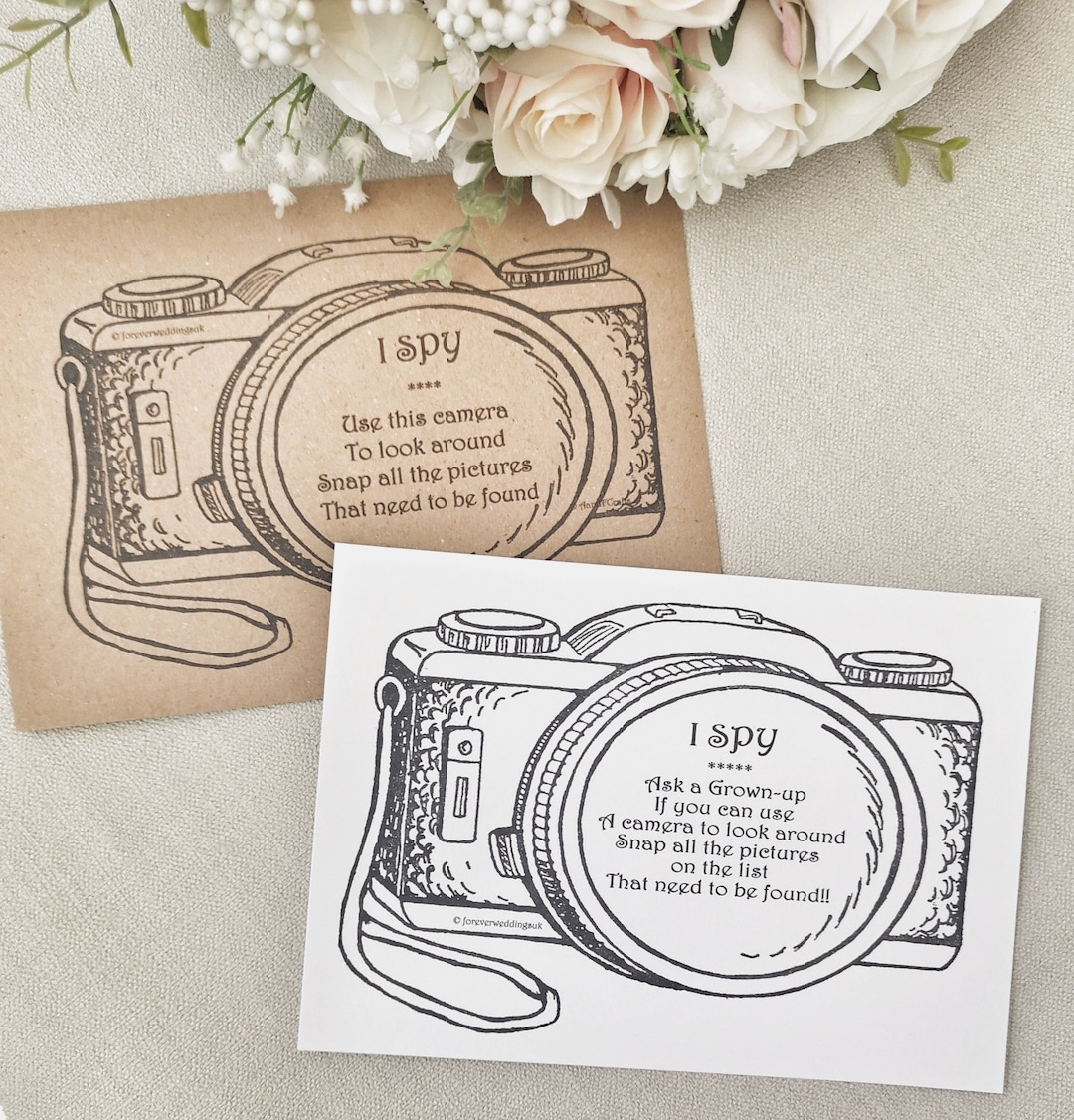 Wedding Camera I Spy Cards, I Spy Game for Children, Wedding Table ...