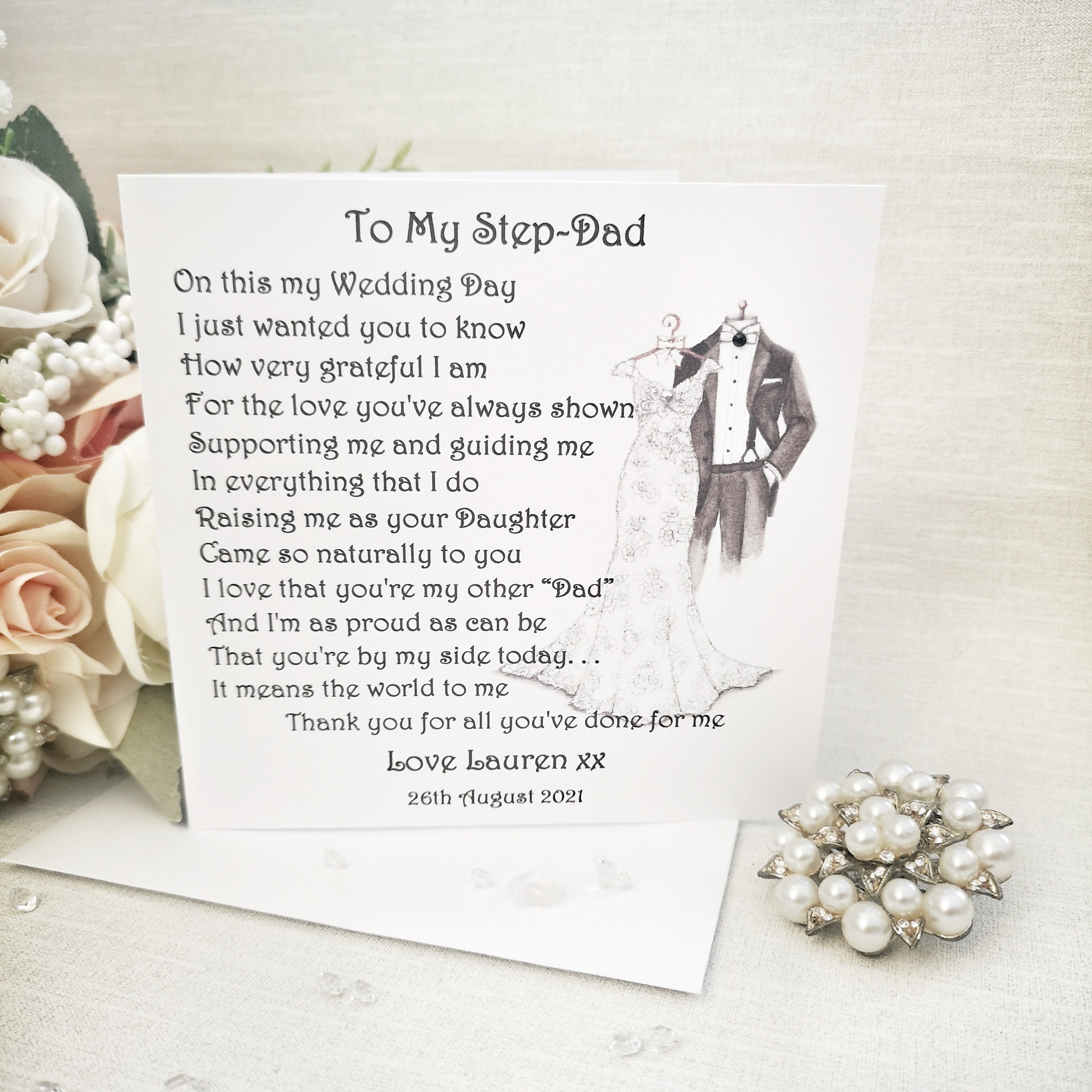 Step-father of the Bride Wedding Day Card Personalised - Etsy UK