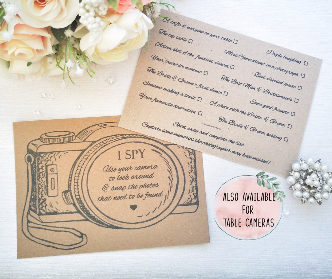 I Spy Card Wedding Photo Challenge, Wedding Favour, Capture the ...
