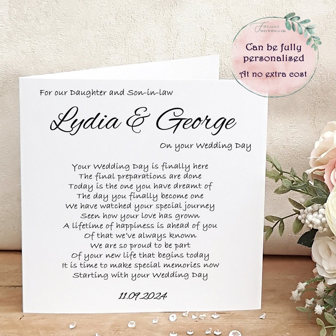 Daughter and Son-in-law Wedding Card, Bride and Groom Card, Wedding Day ...