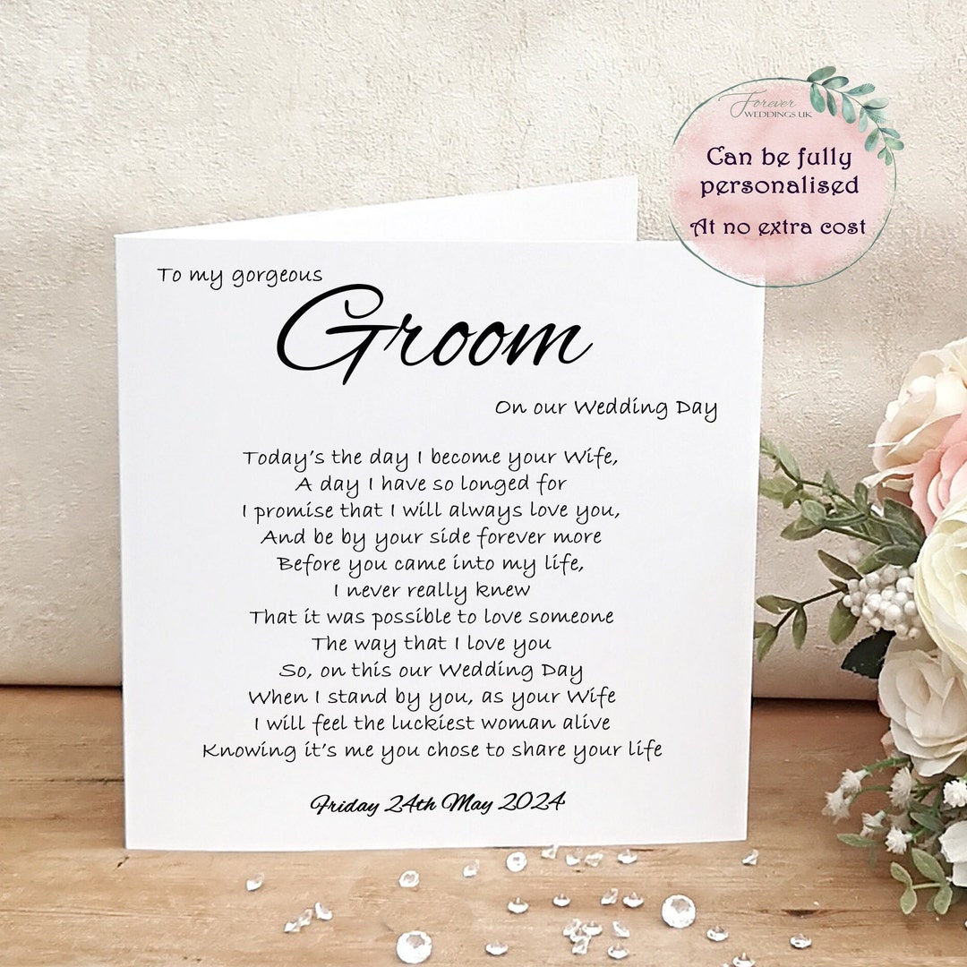To My Groom Wedding Card, Personalised Husband to Be on Our Wedding Day ...