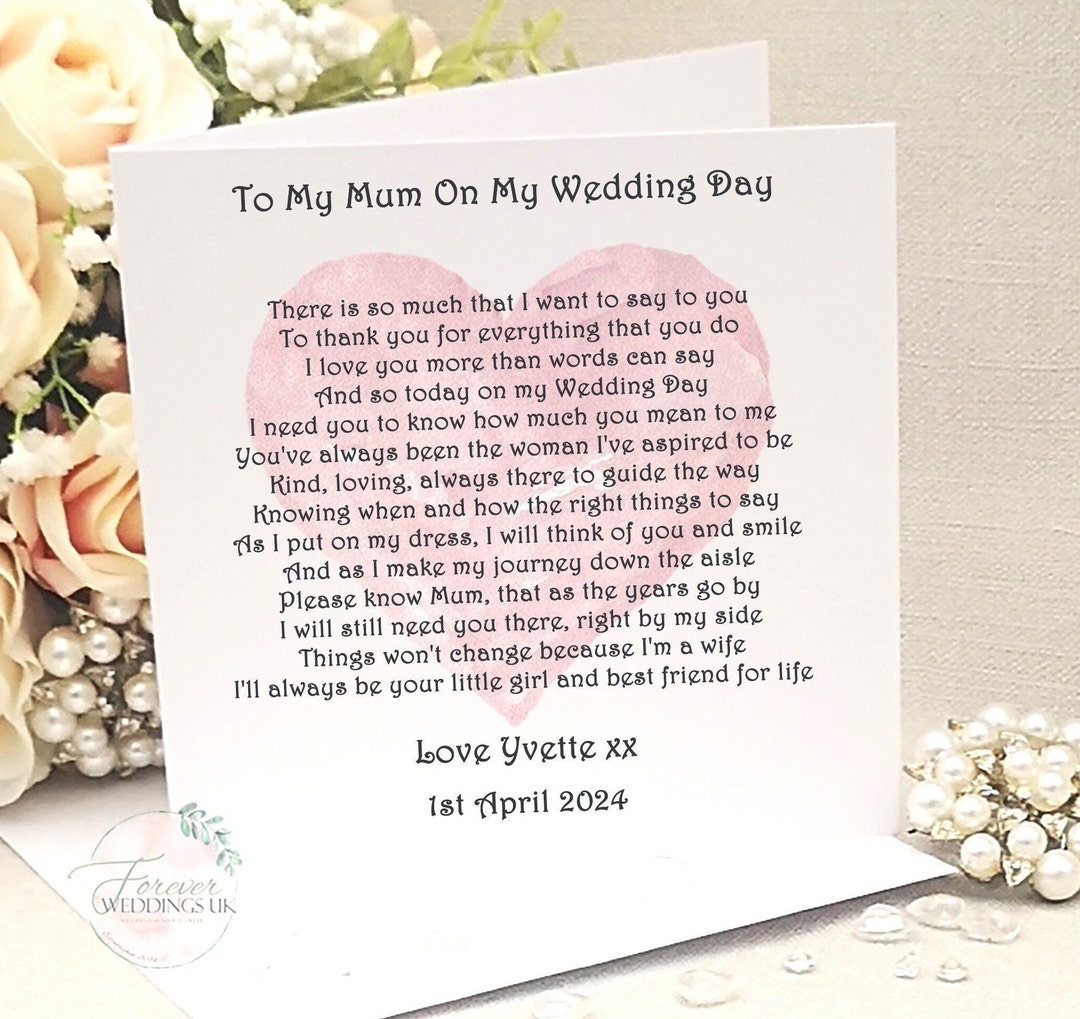 Personalised Wedding Card for Mum, Mother of the Bride Card, Mother of ...