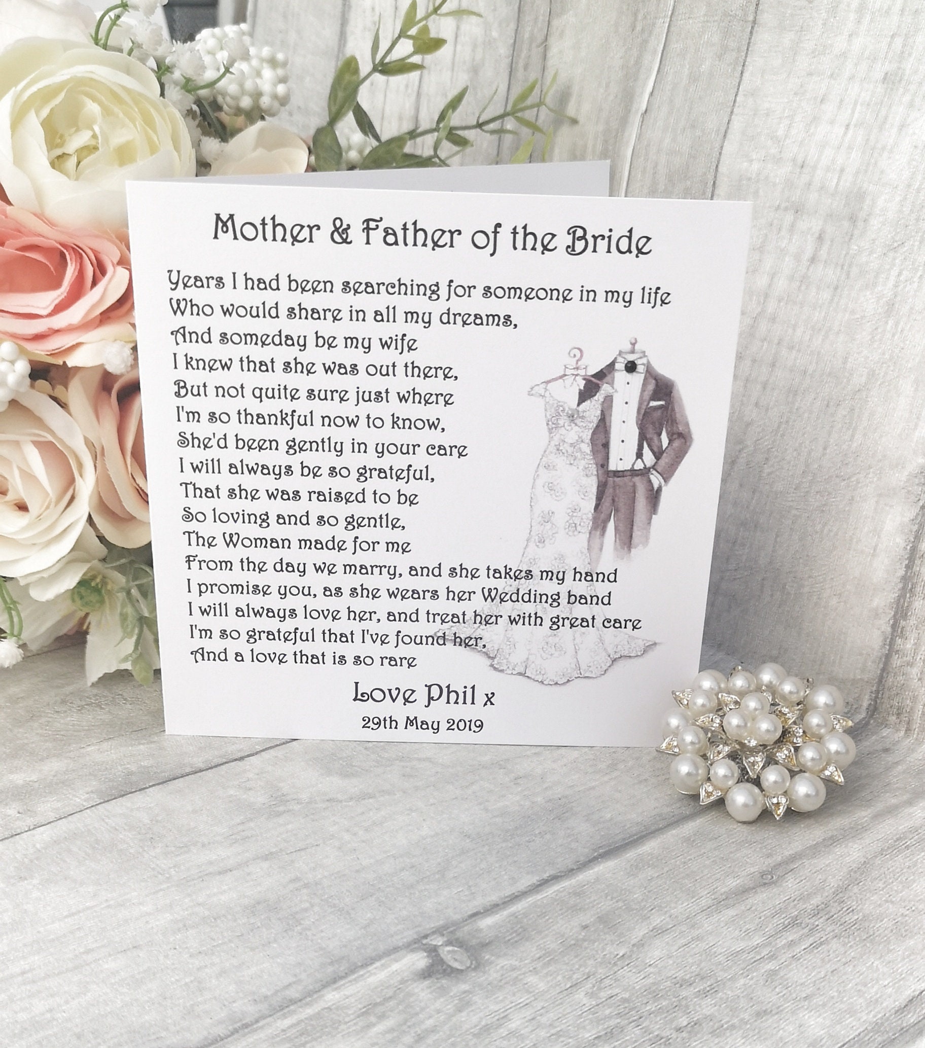 Mother and Father of the Bride Wedding Day Card from Groom | Etsy