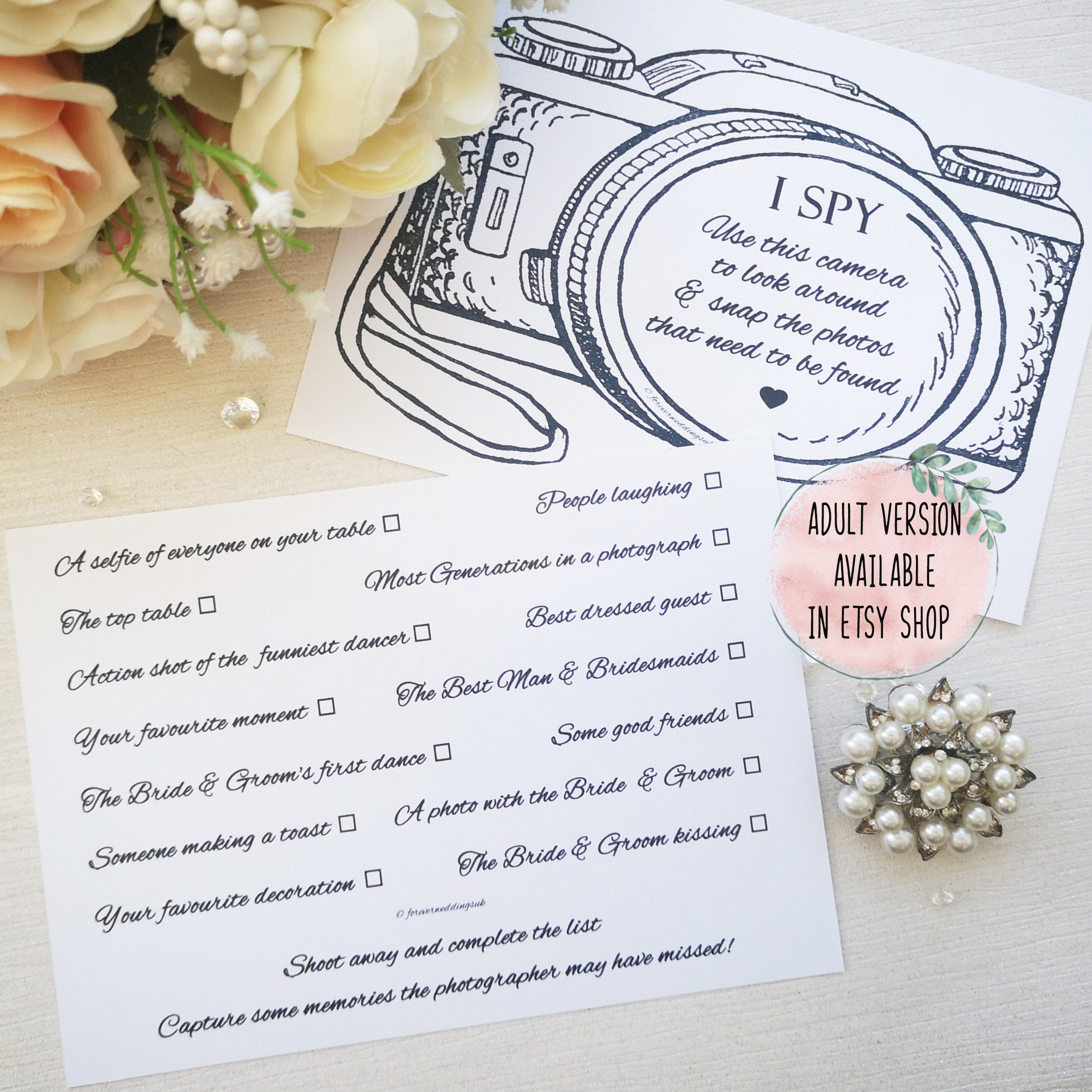 Wedding Camera I Spy Cards I Spy Game for Children Wedding - Etsy UK