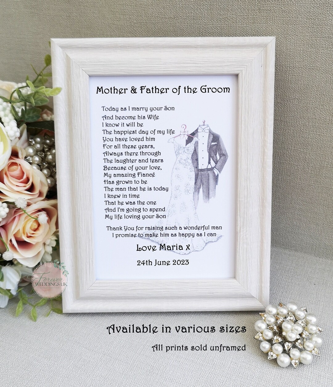 Parents of the Groom Print, Wedding Parent Gift, Mother and Father of ...