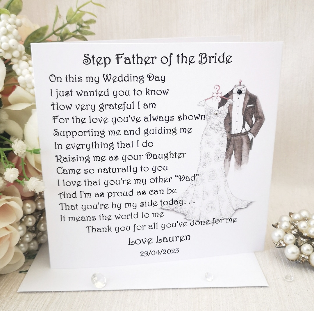 Step-father of the Bride Wedding Day Card, Personalised Poem, to My ...