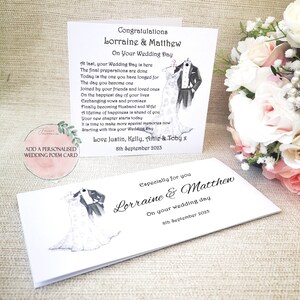Wedding Cash Gift Card and Envelope, Personalised Bride and Groom Gift ...