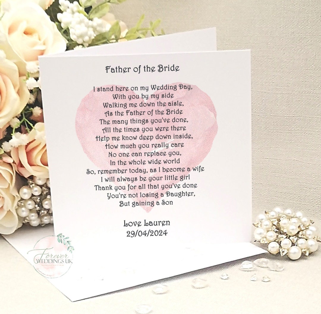Father of the Bride Card, to My Dad on My Wedding Day, Card From Bride ...