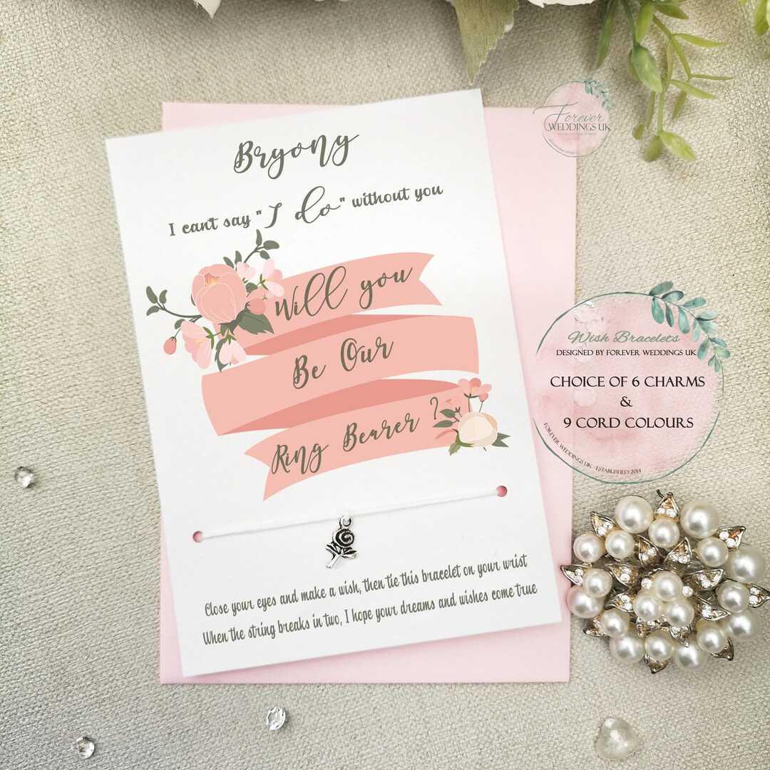 Will You Be Our Ring Bearer Card and Charm Bracelet, Wedding Reader ...