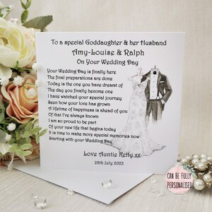 Godson and Wife Wedding Day Card, Personalised Wedding Card, Card for ...