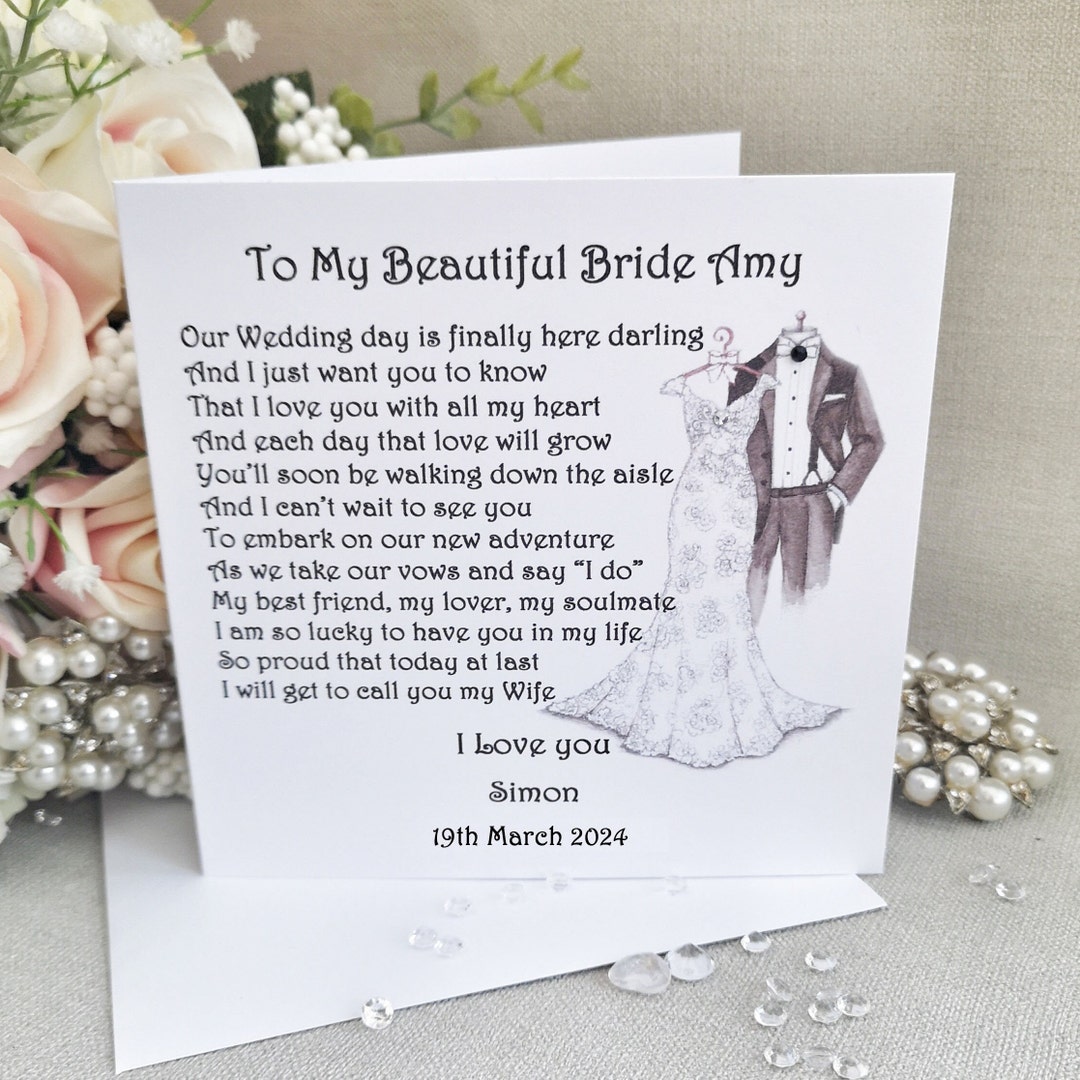 To My Bride Card, on Our Wedding Day, Personalised Wife Wedding Day ...