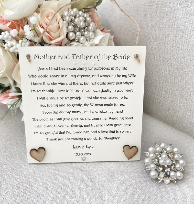 Parents of the Bride Gift From Groom Mother and Father of the | Etsy
