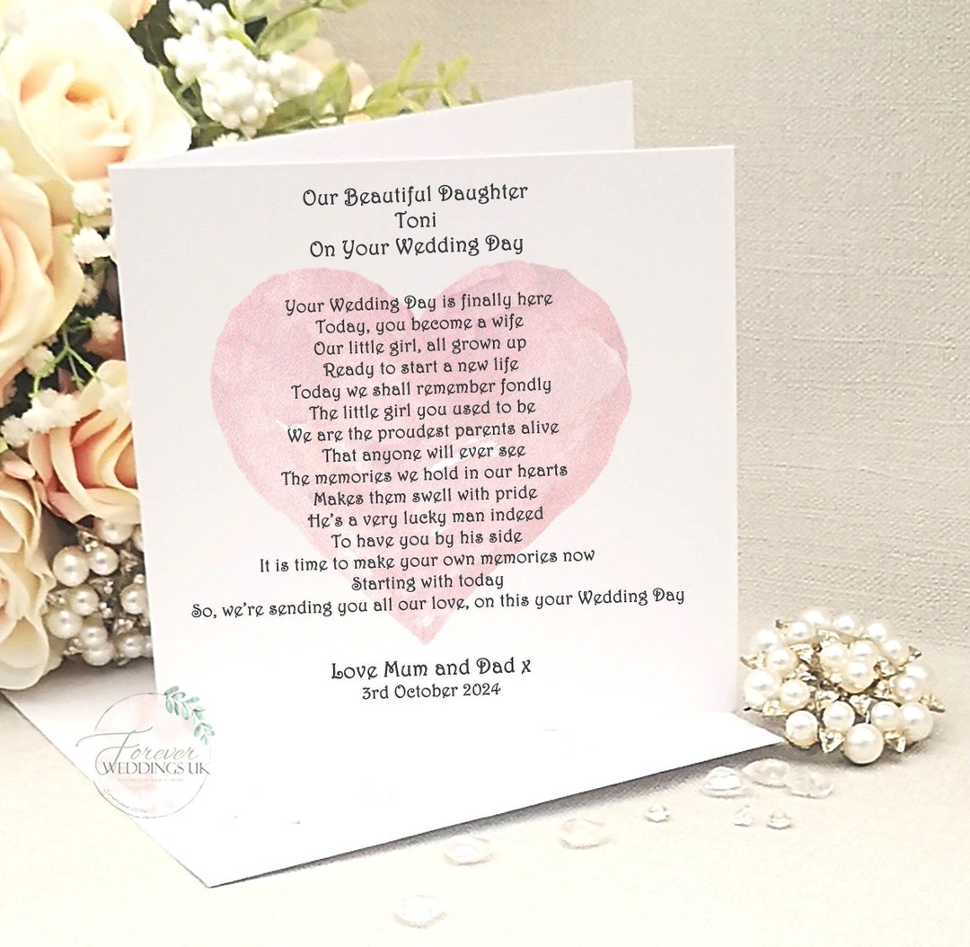 Personalised Card for Daughter on Her Wedding Day, Card for Bride From ...
