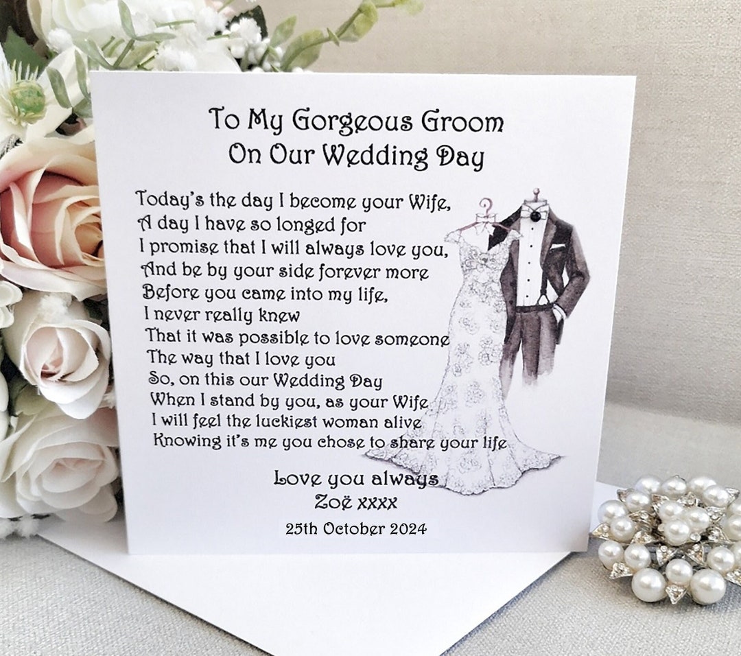Personalised Groom Wedding Day Card, Wedding Card From Bride, to My ...