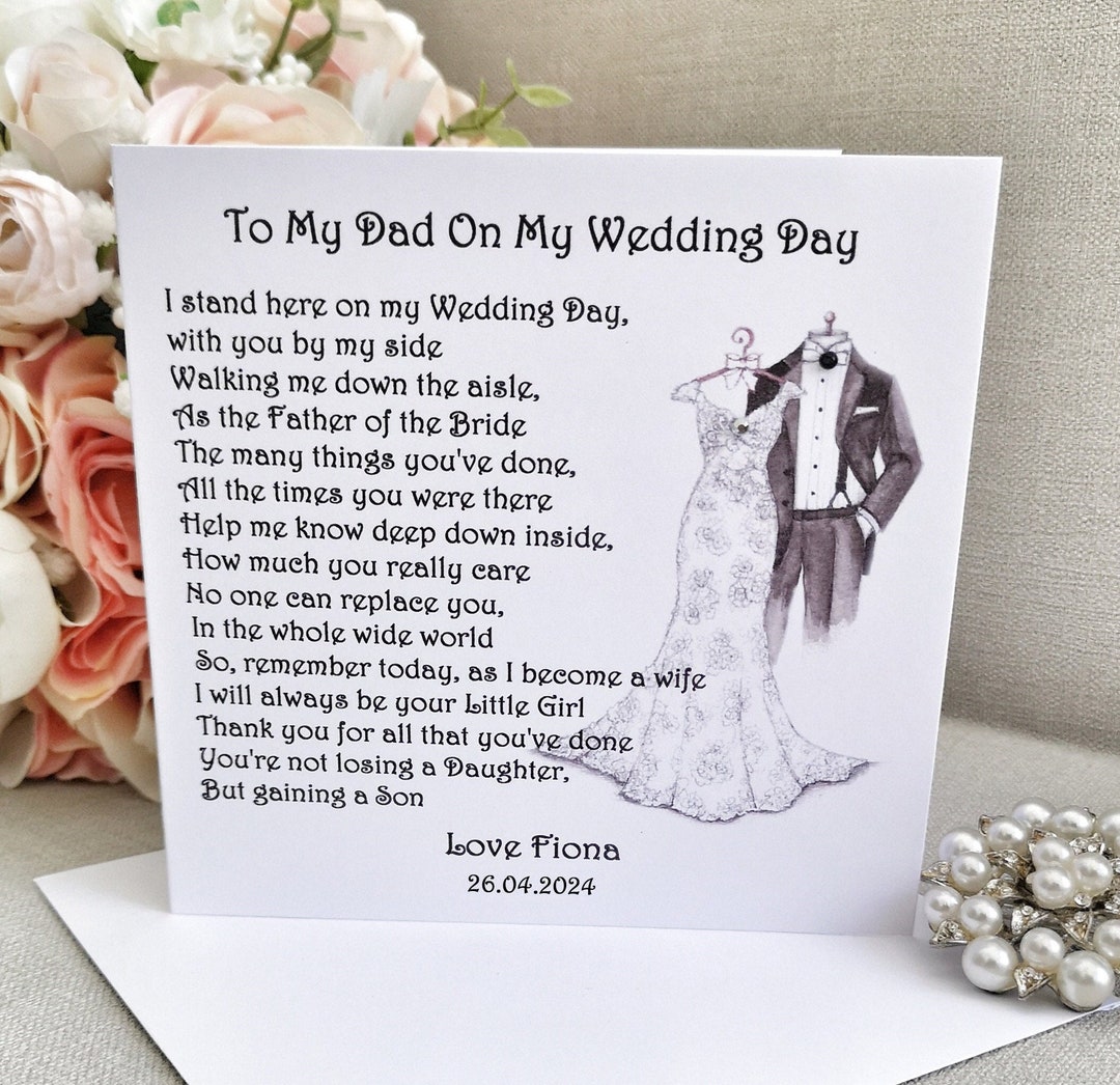 Father of the Bride Wedding Day Card | Personalised Card From Bride ...