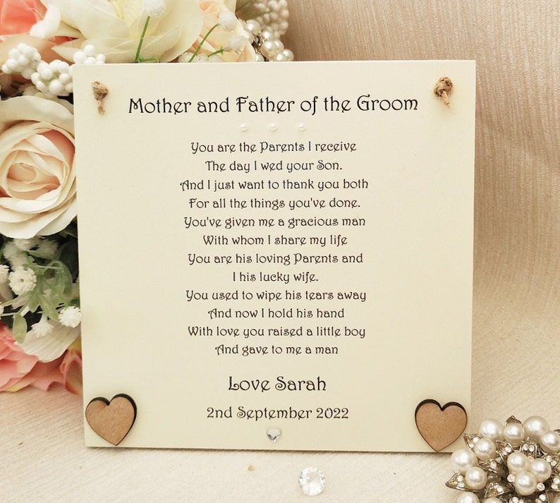 Mother of the Groom Poem Wedding Day Gift Personalised - Etsy