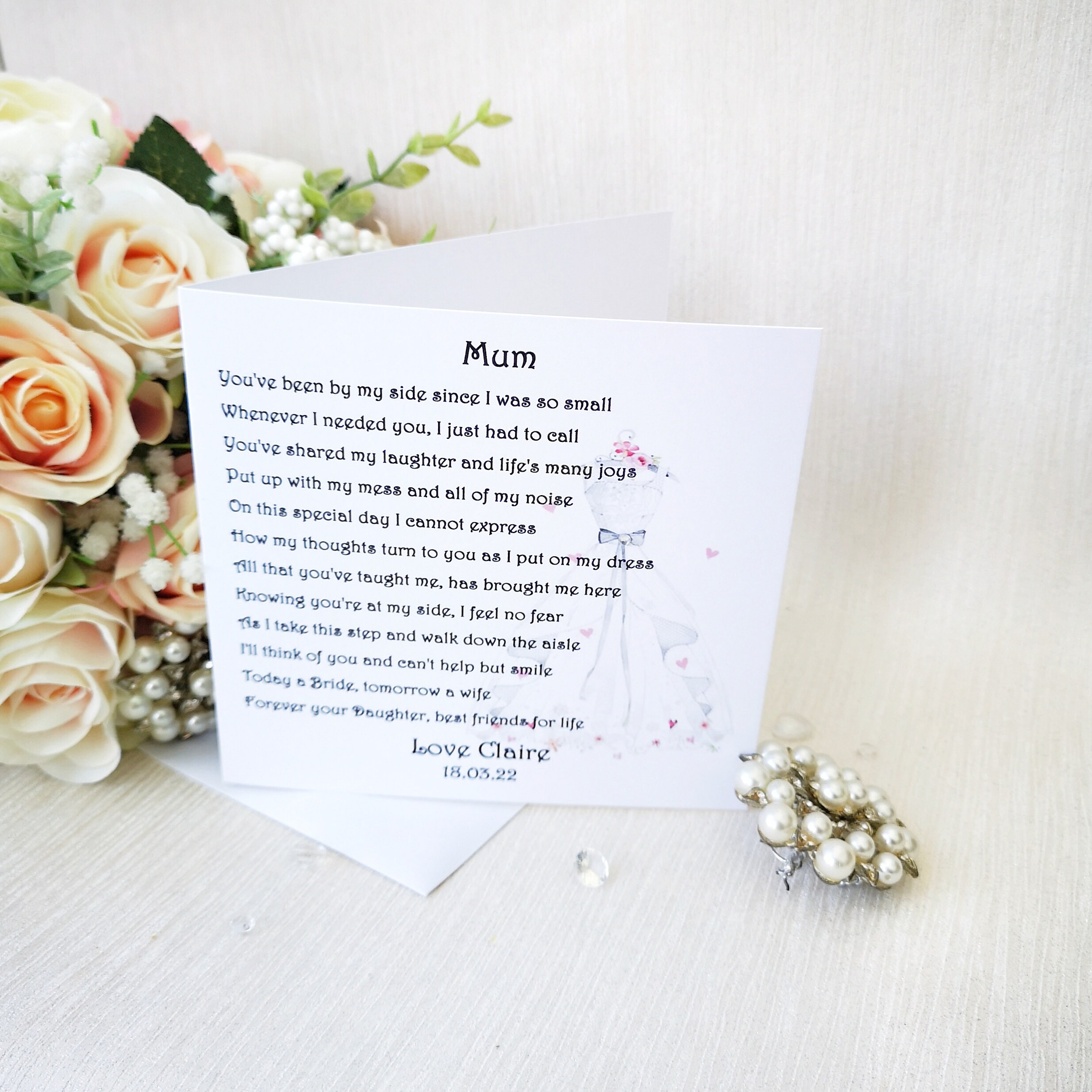 Mother of the Bride Wedding Day Card Personalised Mum Wedding - Etsy UK