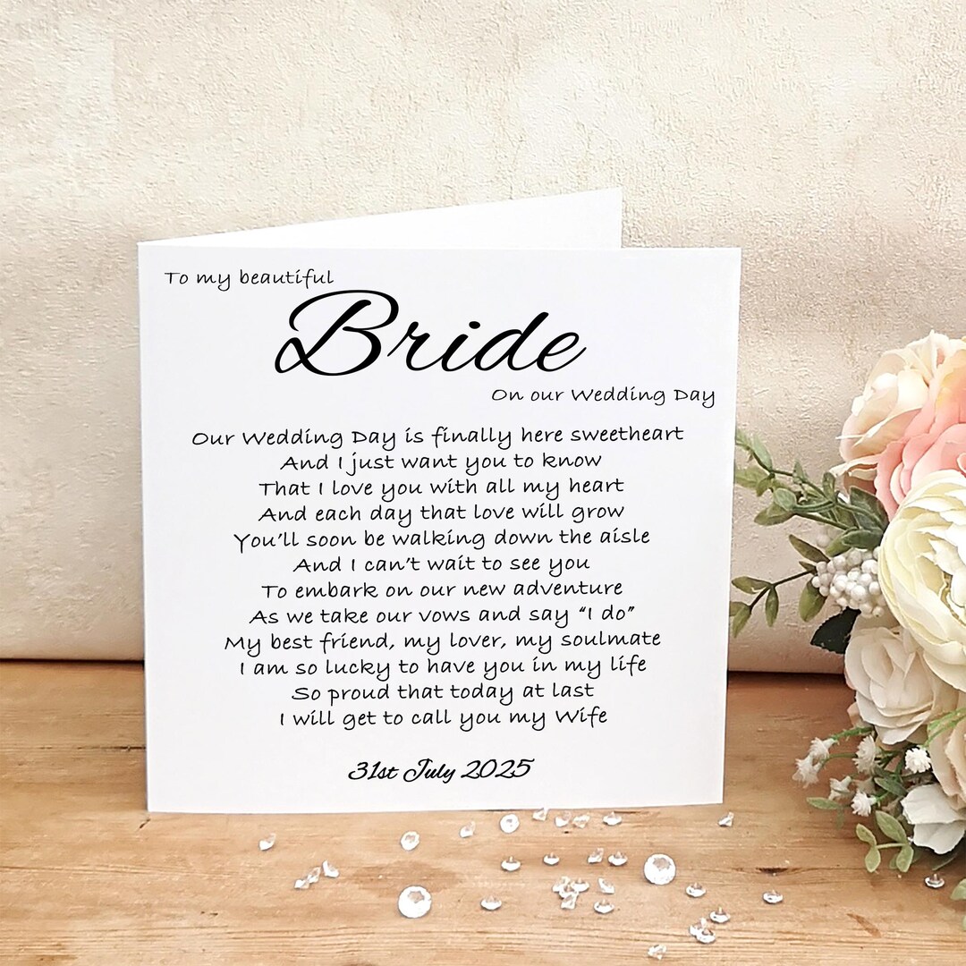 Personalised Wife to Be on Our Wedding Day, Card From Groom, Wife to Be ...