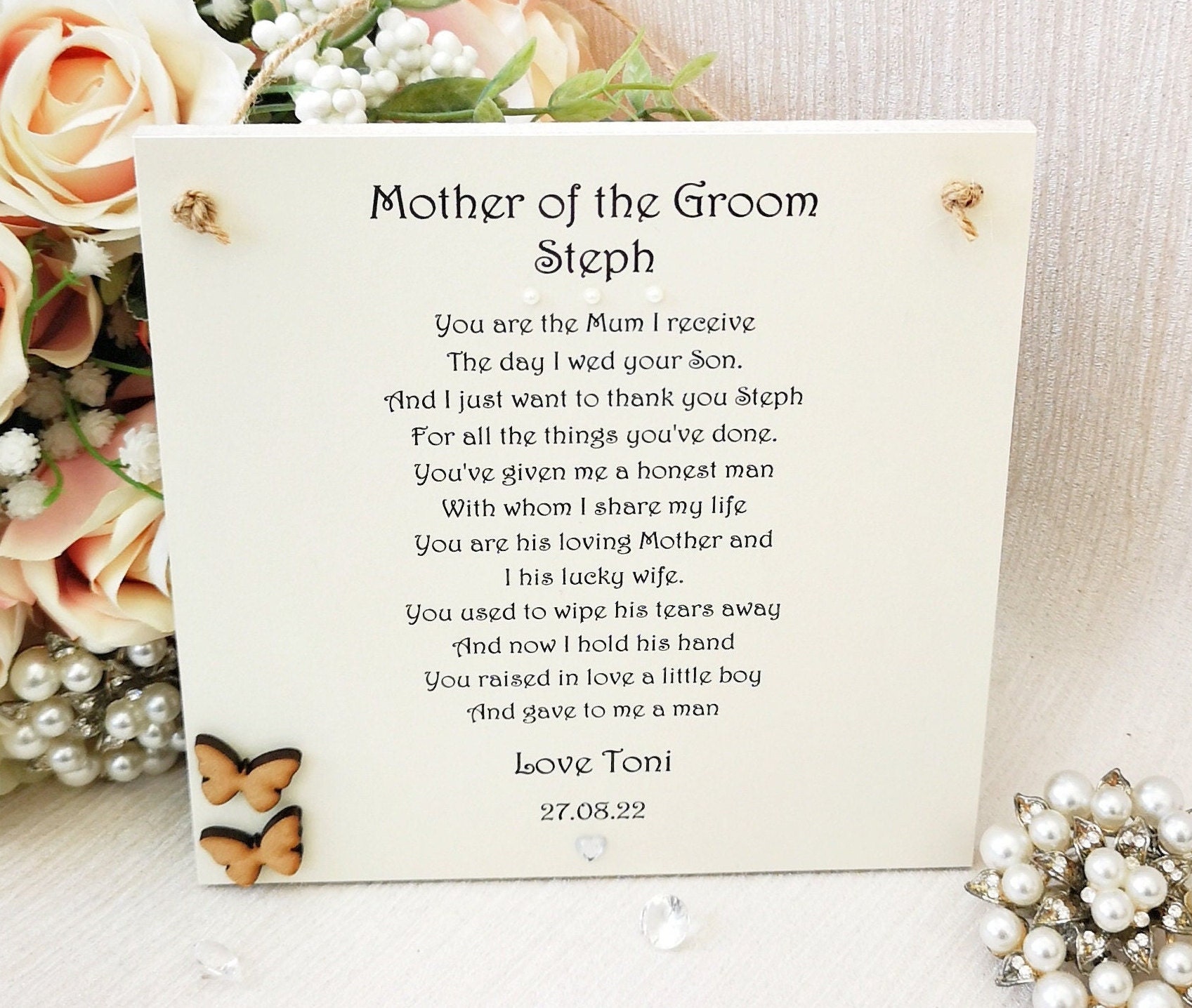 Mother of the Groom Poem Wedding Day Gift Personalised - Etsy UK
