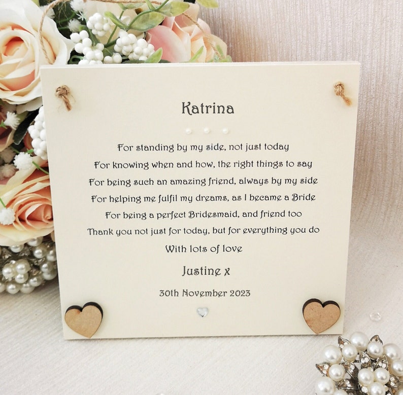 Bridesmaid Thank You Poem Rustic Wedding Thank You Gift - Etsy UK