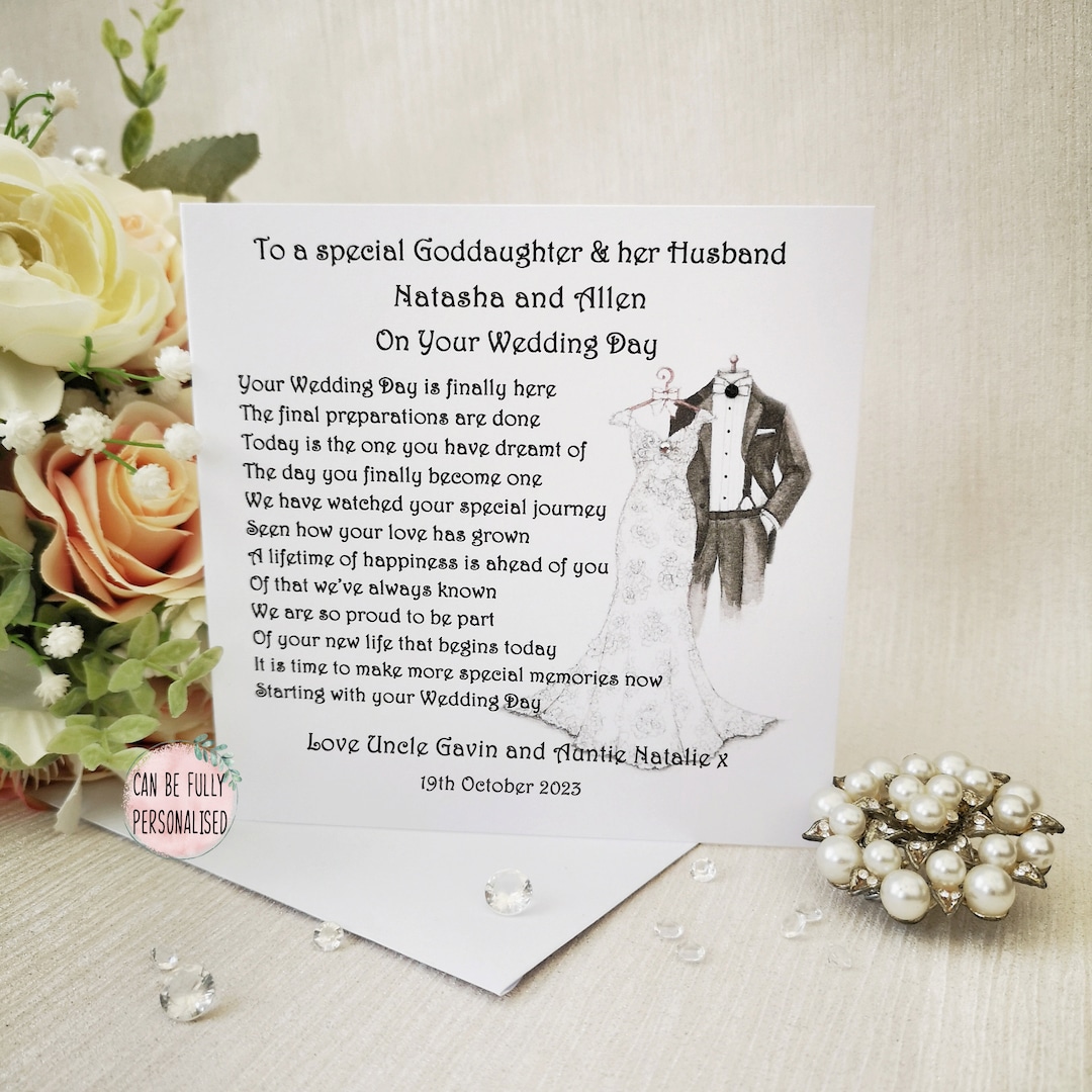 Goddaughter and Her Husband Wedding Card, Large Card for Bride and ...
