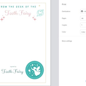 Tooth Fairy Stationary Printable - Etsy