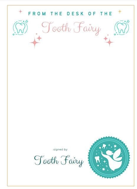 Tooth Fairy Stationary Printable - Etsy