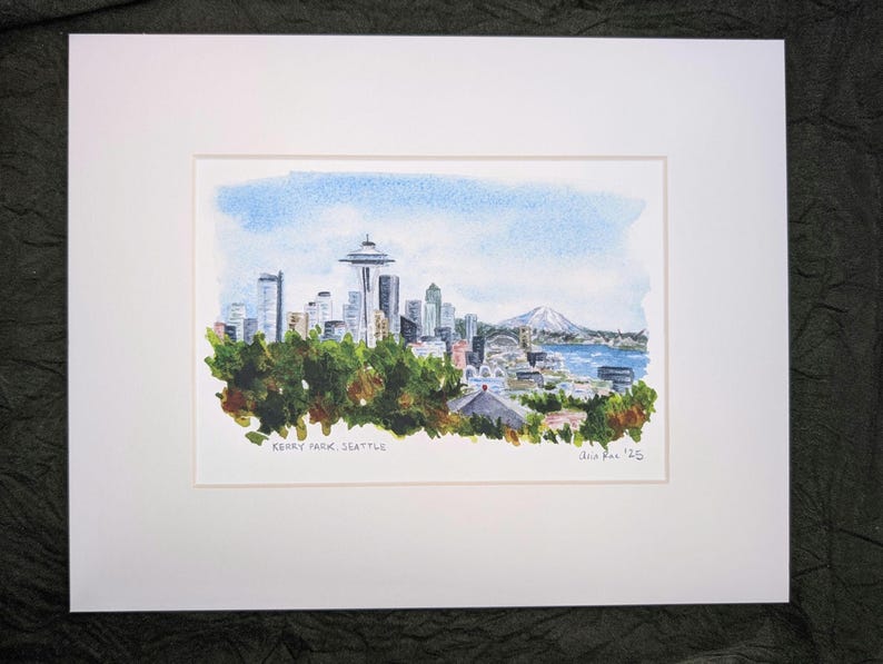 Seattle Skyline Watercolor Print | Seattle City Art - Etsy