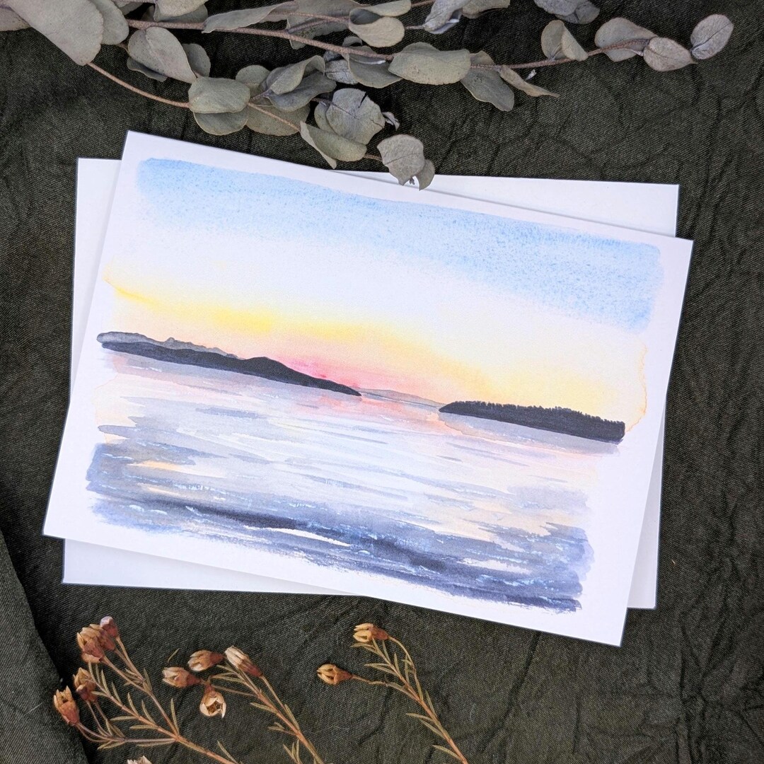 Discovery Bay Washington Beach Sunset Greeting Card | Pacific Northwest ...