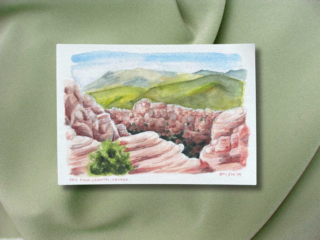Red Rock Canyon Nevada Watercolor Print | Outdoor Rock Climbing Art - Etsy