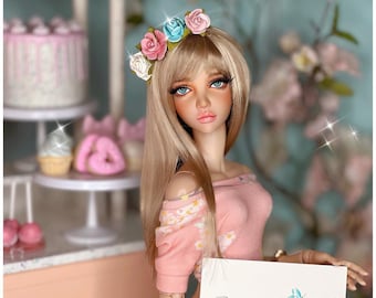 Custom Doll Wig for Minifee 1/4 BJD Dolls tan Caps 6-7 Head Size of Bjd ...