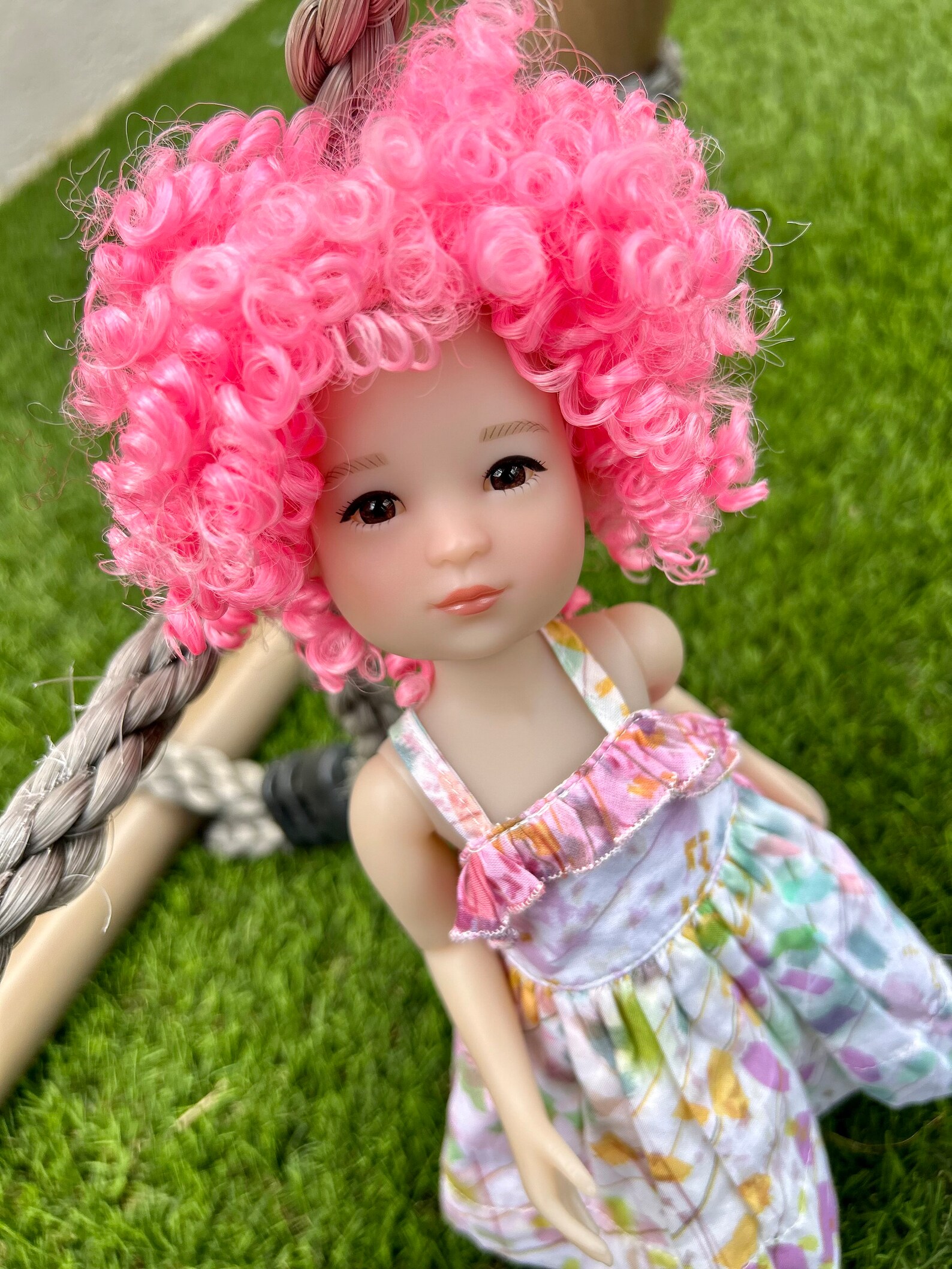 Custom Doll Wig for Minifee 1/4 BJD Dolls- "tan Caps" 6-7" Head Size of ...