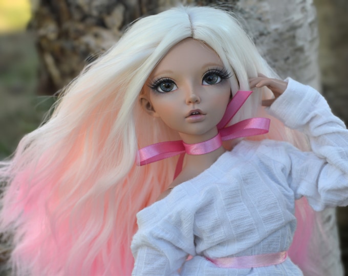 Custom Doll Wig for Minifee 1/4 BJD Dolls- "tan Caps" 6-7" Head Size of ...