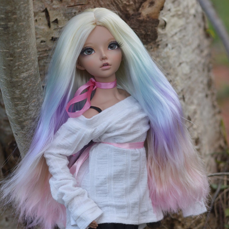 Custom Doll Wig for Minifee 1/4 BJD Dolls- "tan Caps" 6-7" Head Size of ...