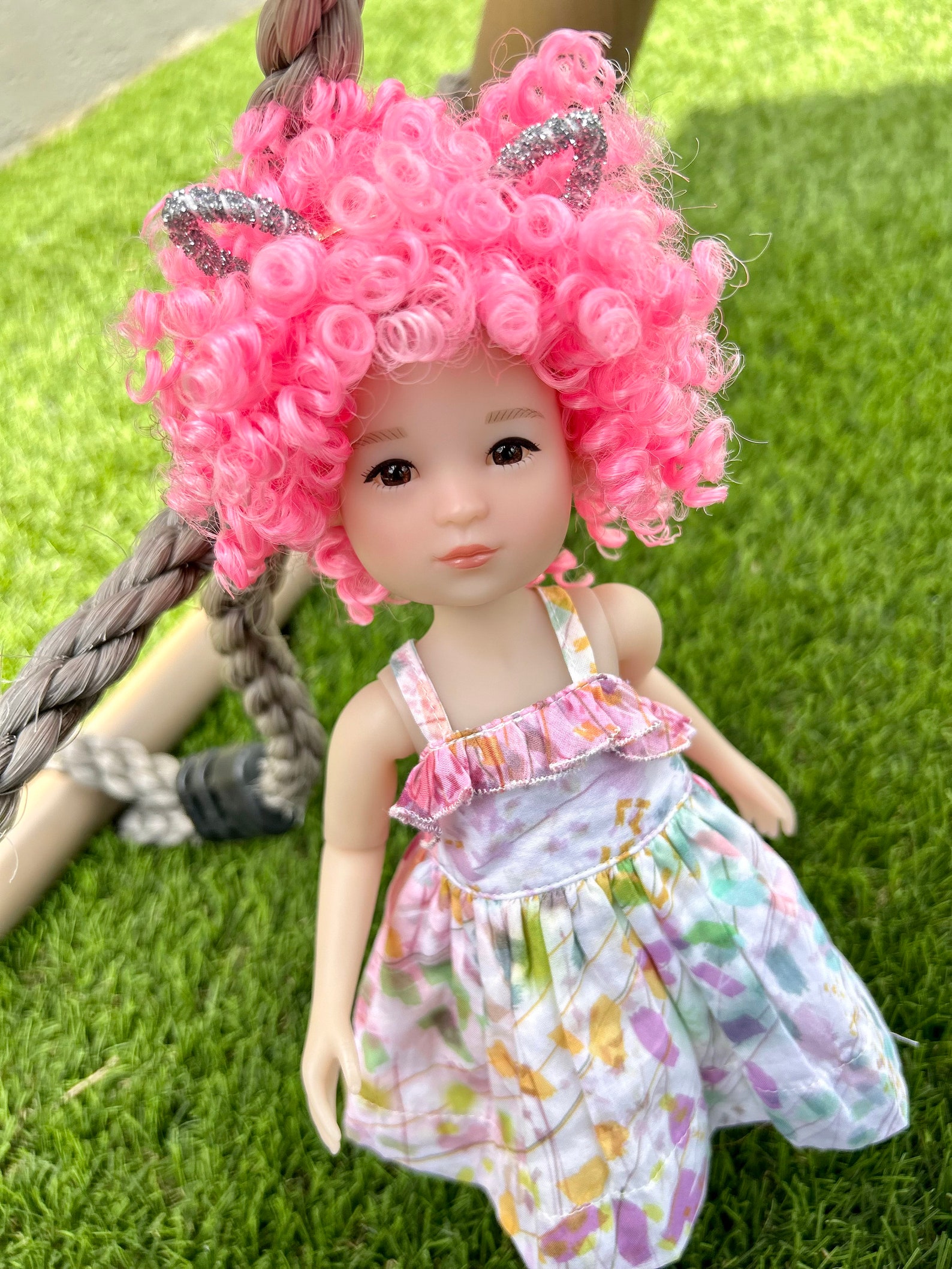 Custom Doll Wig for Minifee 1/4 BJD Dolls- "tan Caps" 6-7" Head Size of ...