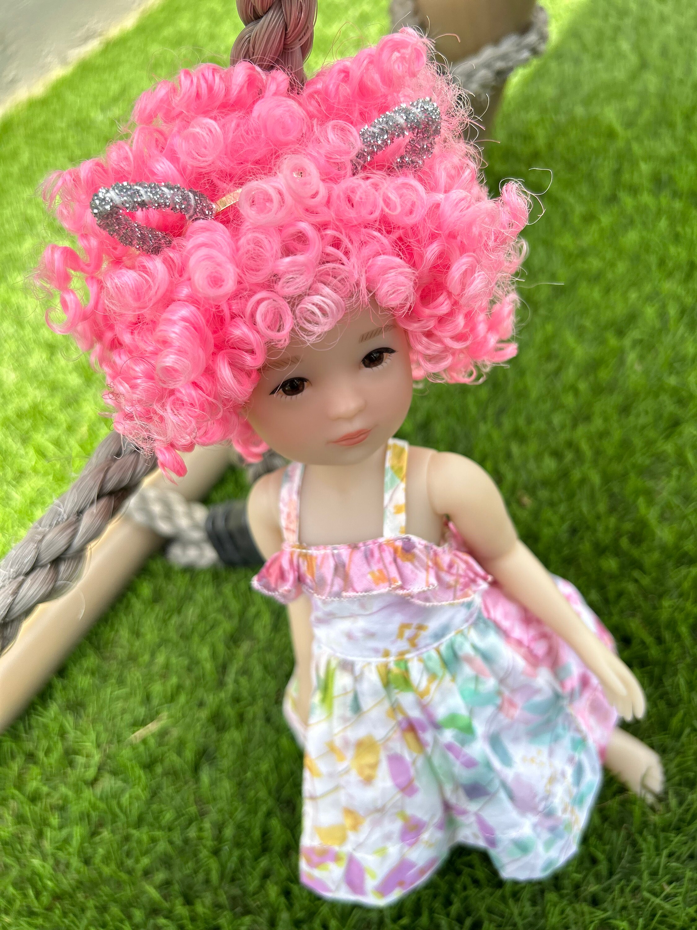 Custom Doll Wig for Minifee 1/4 BJD Dolls- "tan Caps" 6-7" Head Size of ...