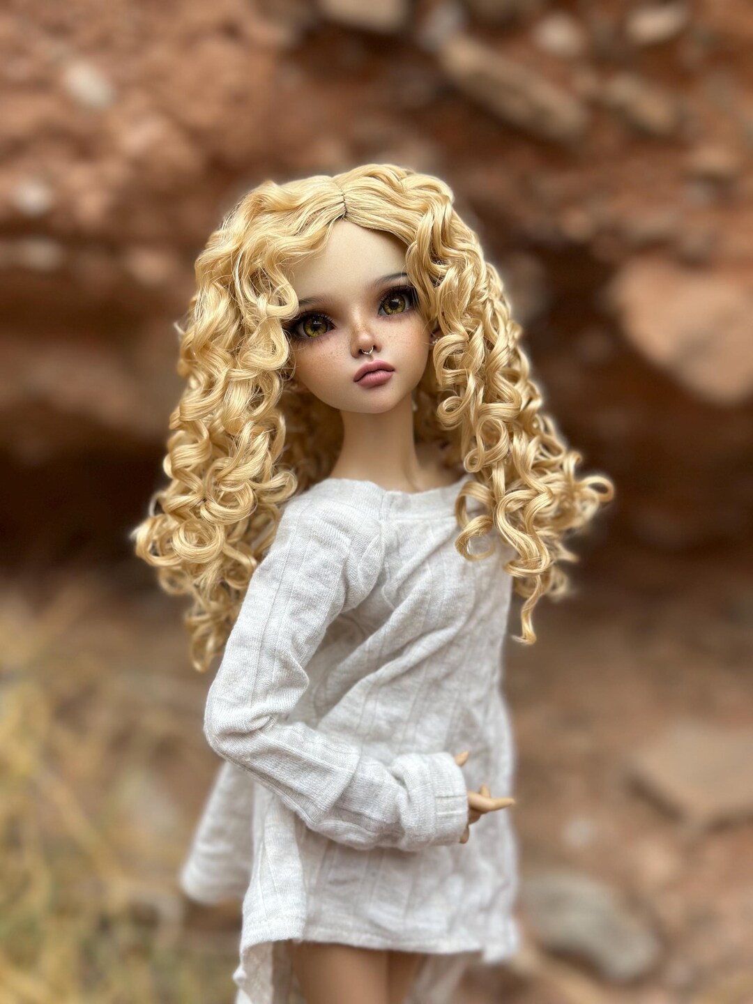 PREORDER Zazou Custom Doll Wig for Minifee 1/4 BJD Dolls-"tan Caps" 6-7" Head Size of Bjd, Msd ...