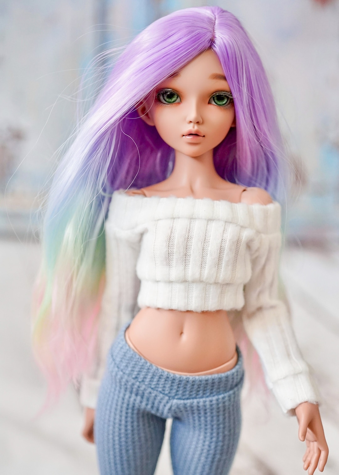 Custom Doll Wig for Minifee 1/4 BJD Dolls- "tan Caps" 6-7" Head Size of ...