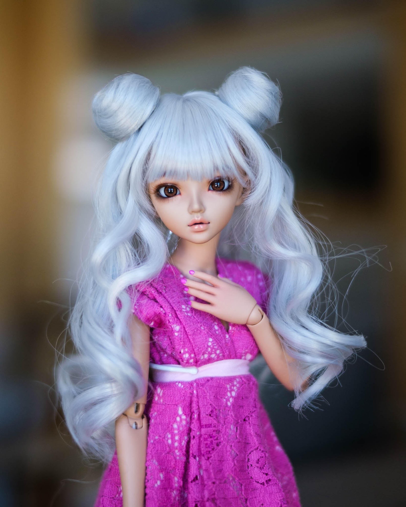 Custom Doll Wig for Minifee Dolls tan Caps 6-7 Head Size of Bjd, Msd, Boneka ,fairyland Minifee ...