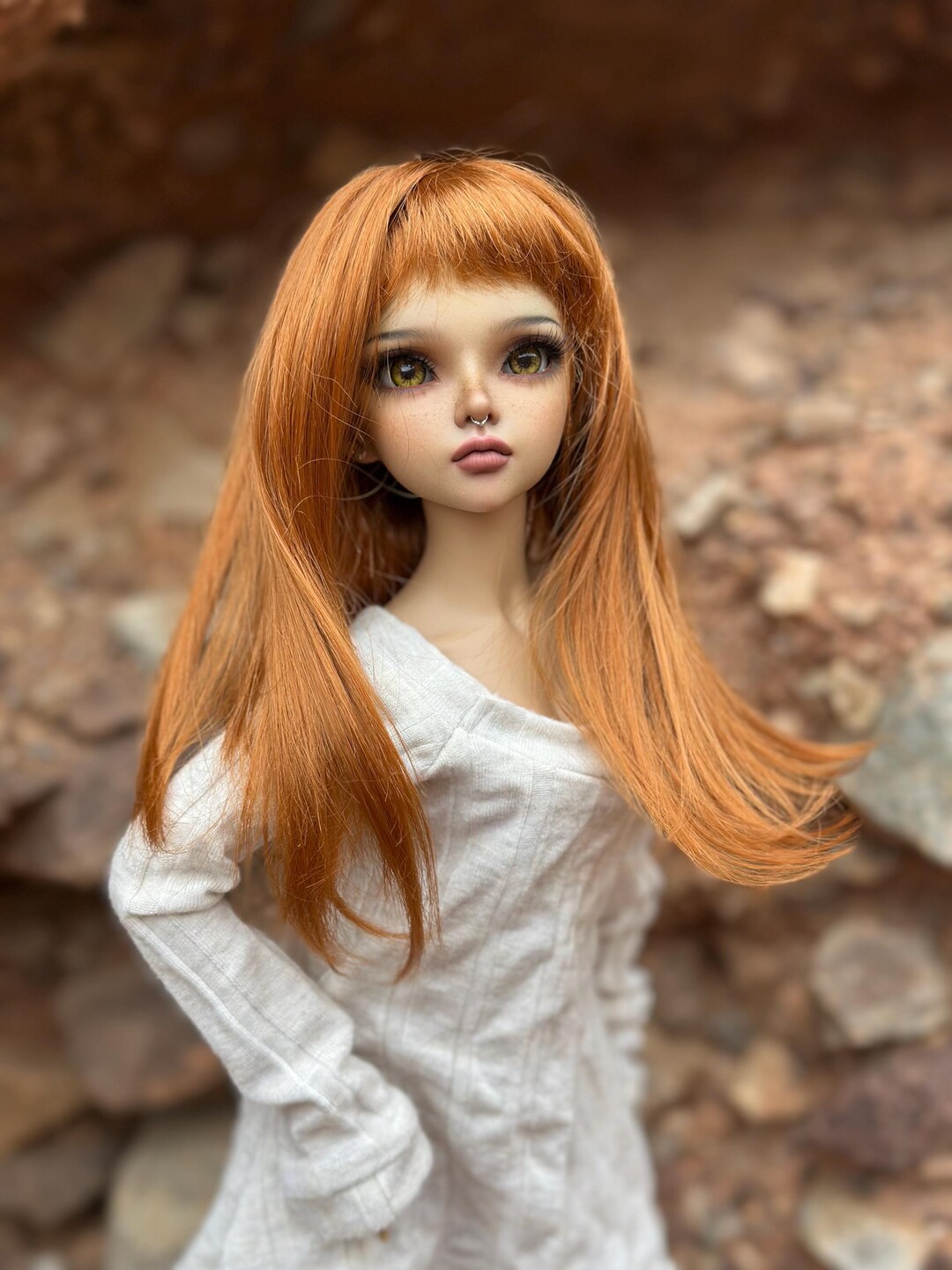 PREORDER Zazou Custom Doll Wig for Minifee 1/4 BJD Dolls-"tan Caps" 6-7" Head Size of Bjd, Msd ...