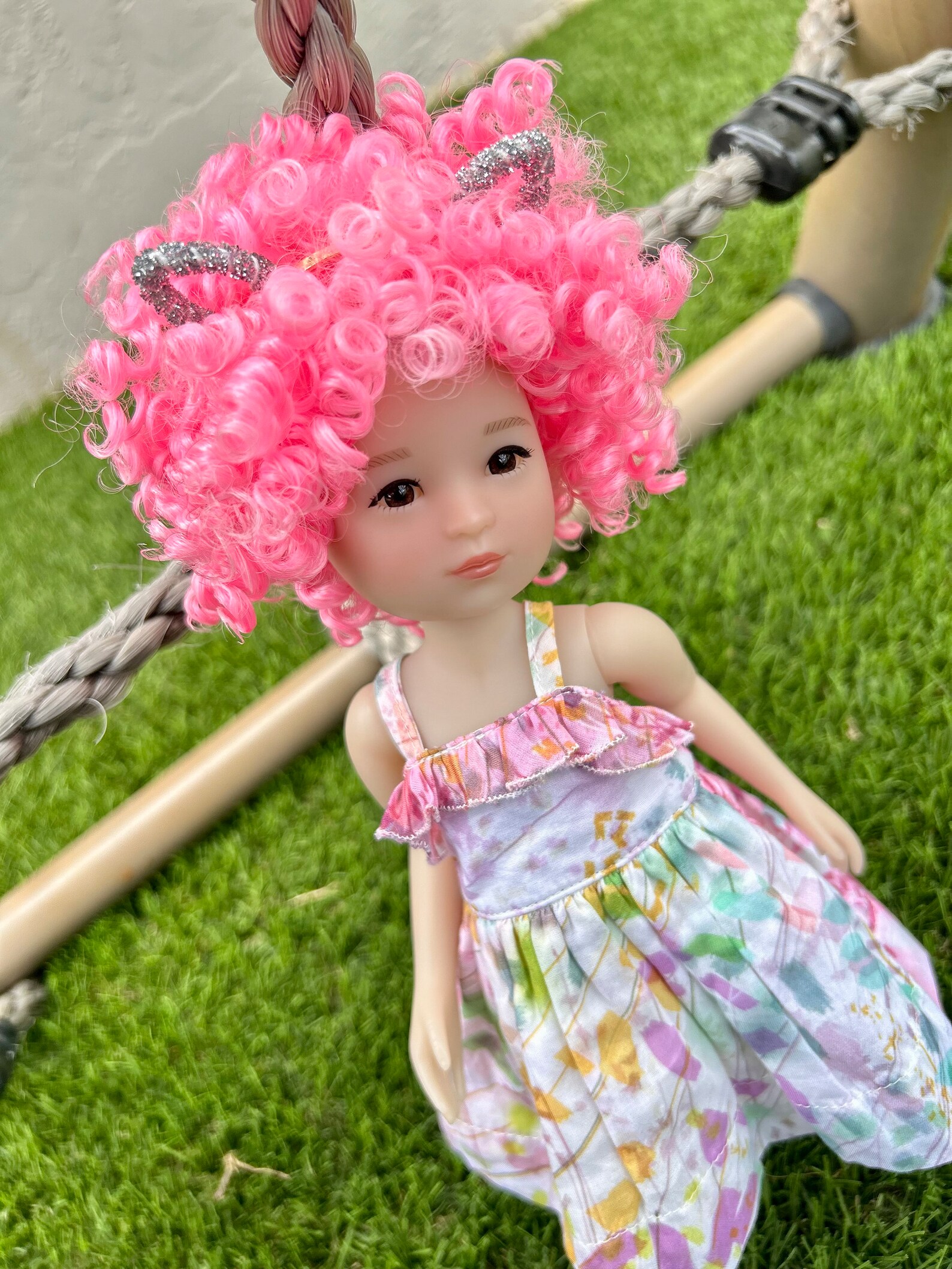 Custom Doll Wig for Minifee 1/4 BJD Dolls- "tan Caps" 6-7" Head Size of ...
