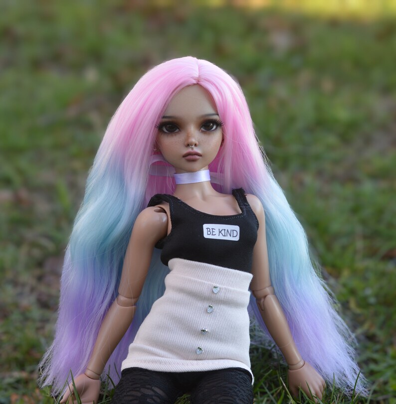 Custom Doll Wig for Minifee 1/4 BJD Dolls- "tan Caps" 6-7" Head Size of ...
