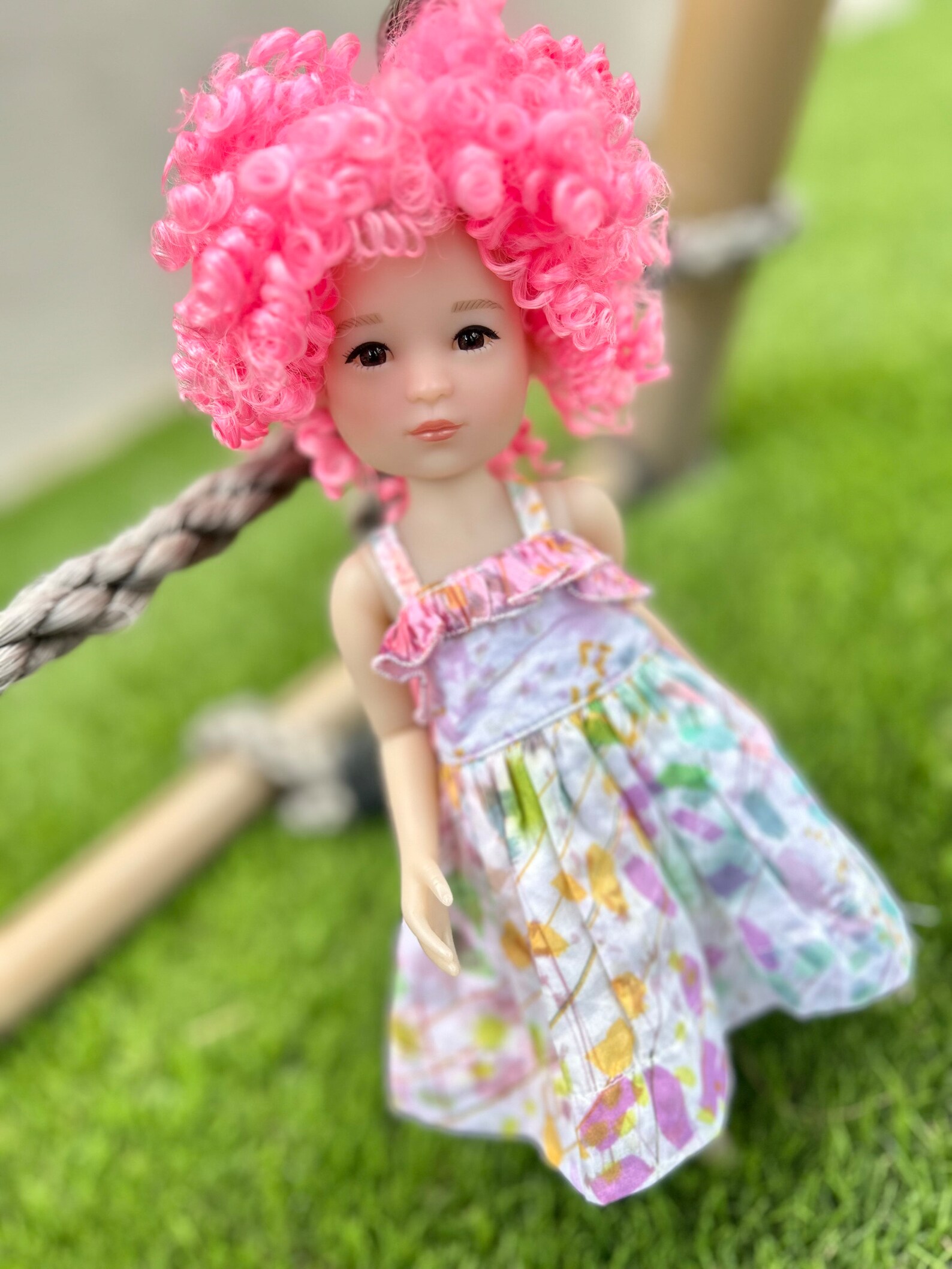 Custom Doll Wig for Minifee 1/4 BJD Dolls- "tan Caps" 6-7" Head Size of ...