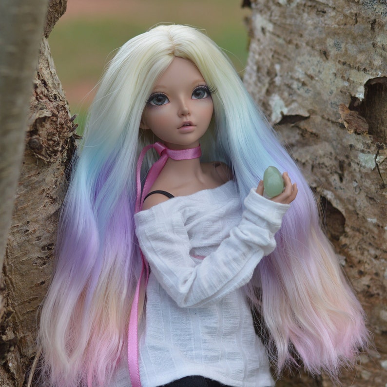 Custom Doll Wig for Minifee 1/4 BJD Dolls- "tan Caps" 6-7" Head Size of ...
