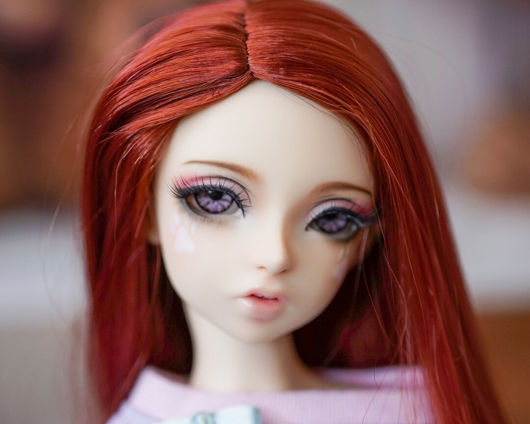 Custom Doll Wig for Minifee 1/4 BJD Dolls- "tan Caps" 6-7" Head Size of ...