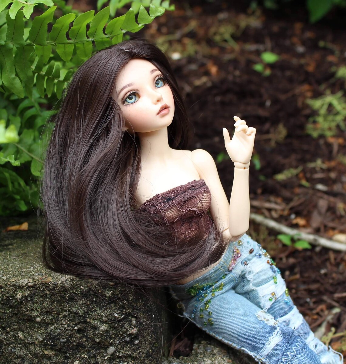 Custom Doll Wig for Minifee 1/4 BJD Dolls- "tan Caps" 6-7" Head Size of ...